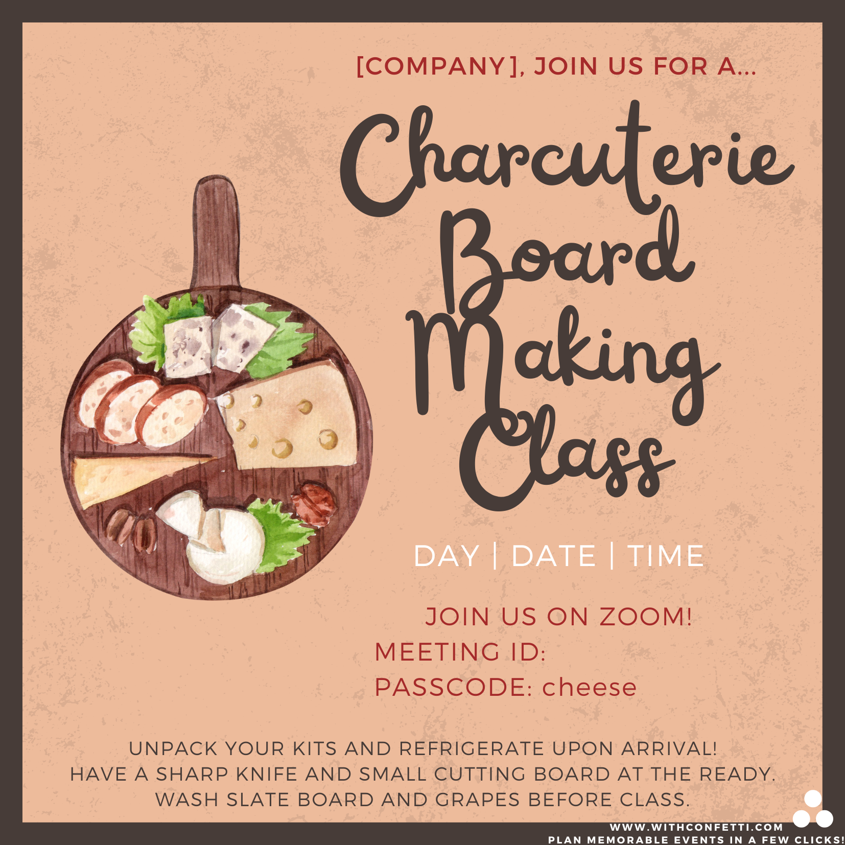 Charcuterie Board Making Class Event Invitation | Confetti 🎉